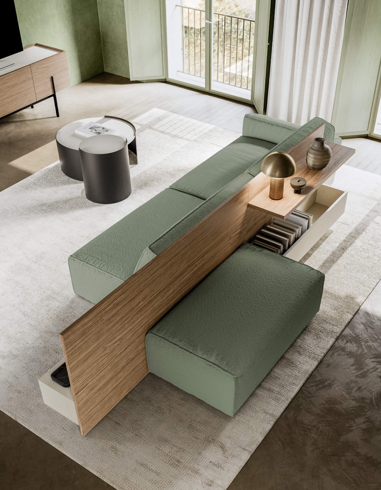 Evan Sofa with Wood Panelling - Santalucia